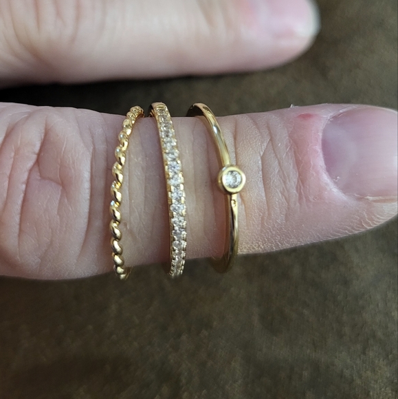 adornia | Jewelry | New Set Of 3 Stack Rings Sz 775 | Poshmark